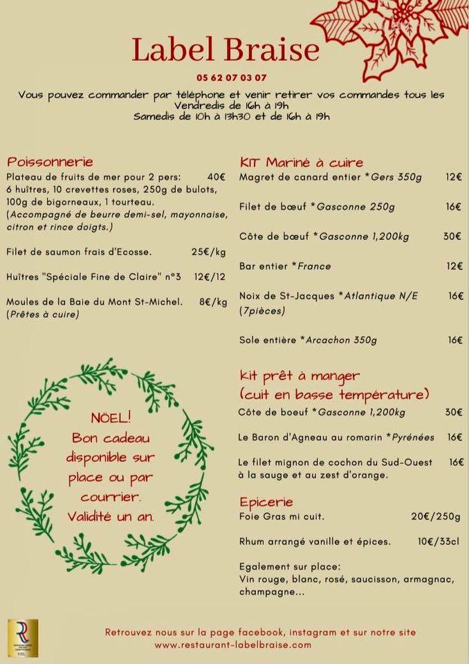 Menu au Restaurant Label Braise, Ségoufielle, 27 Route de Grenade ...