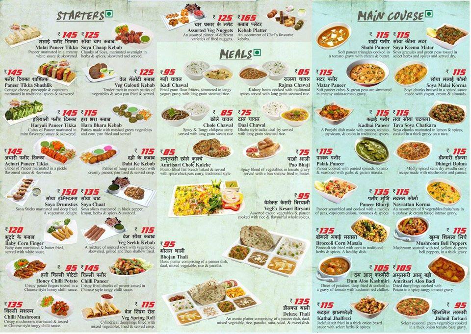 Menu at Veg EX, Delhi, Delhi NCR