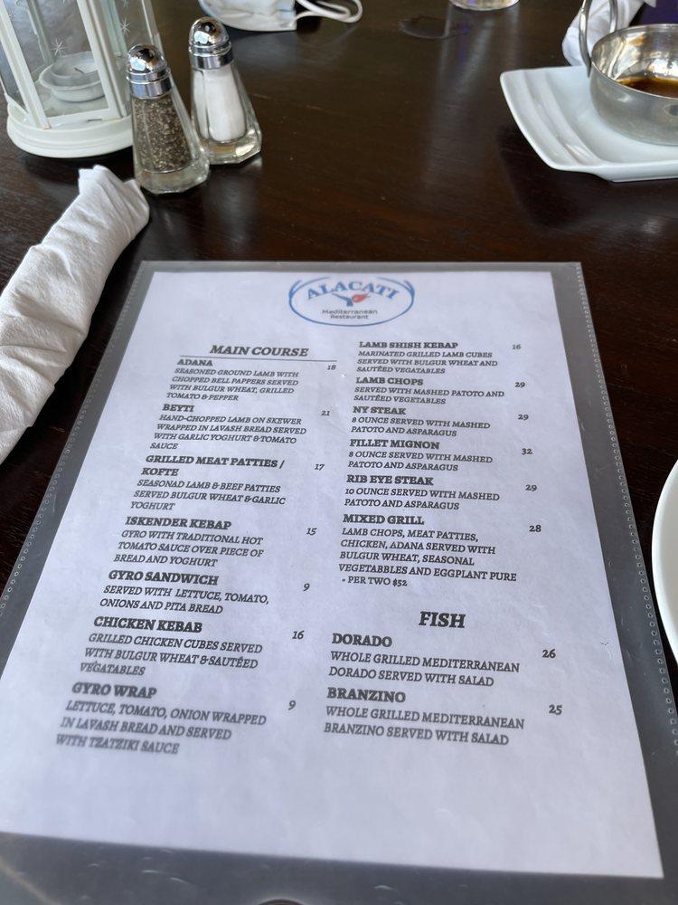 Menu at Alacati Mediterranean Restaurant, Hallandale Beach
