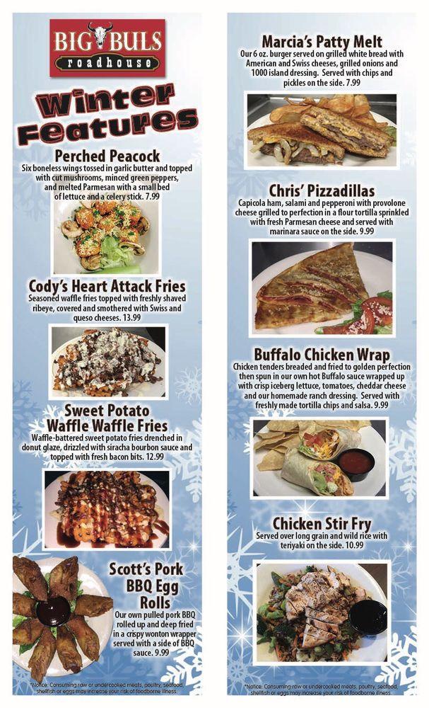 Menu at Big Buls Roadhouse pub & bar, Hamilton