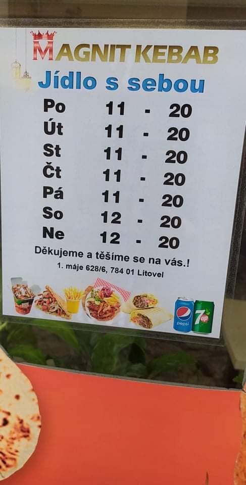 Menu at Magnit Kebab Halal restaurant, Litovel