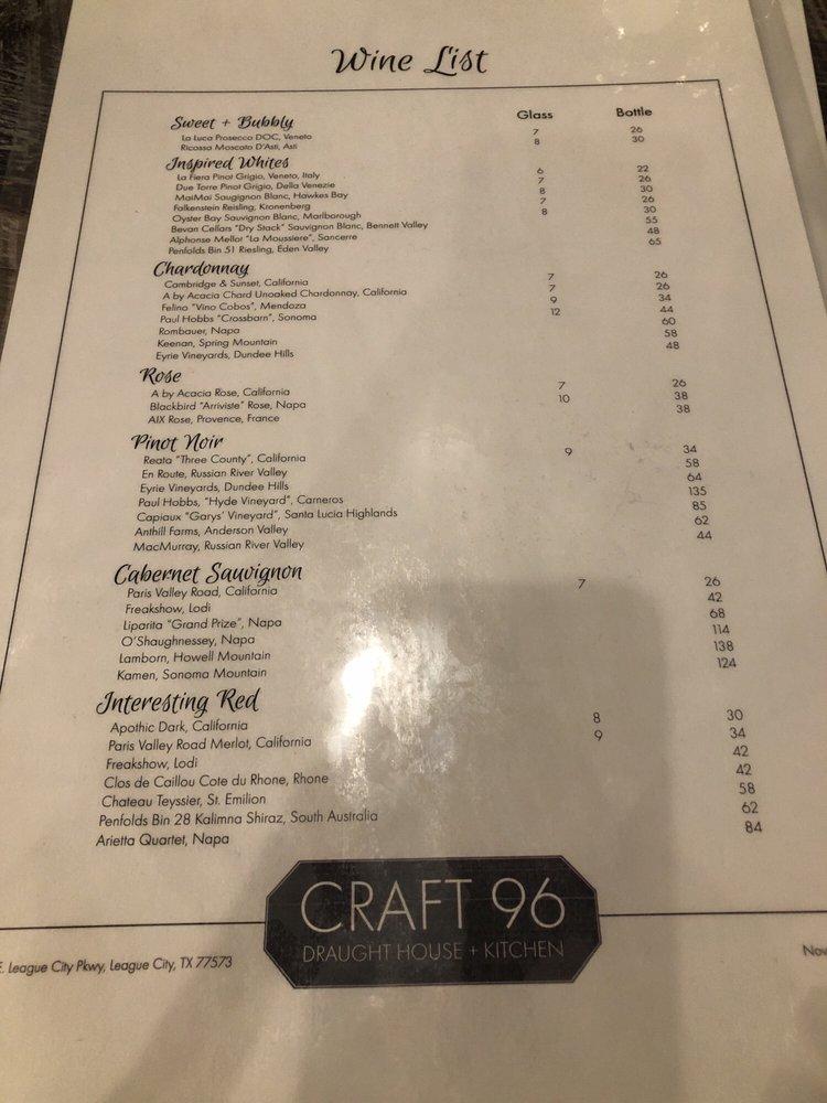 Menu at Craft 96 Draught House + Kitchen pub & bar, League City