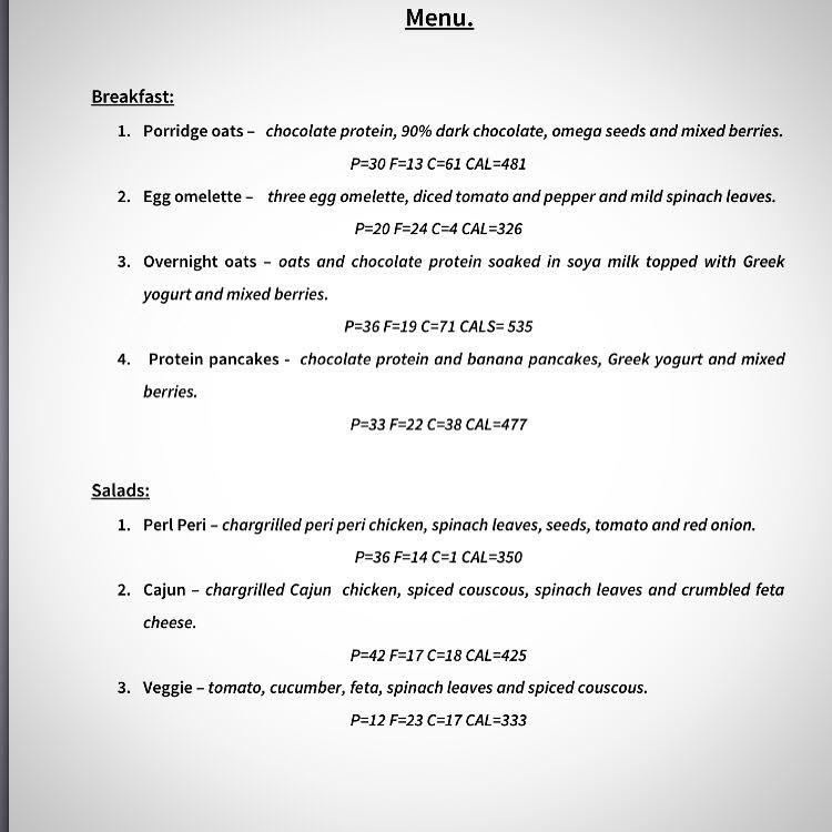 Menu at Eat Well Meals restaurant, Dublin
