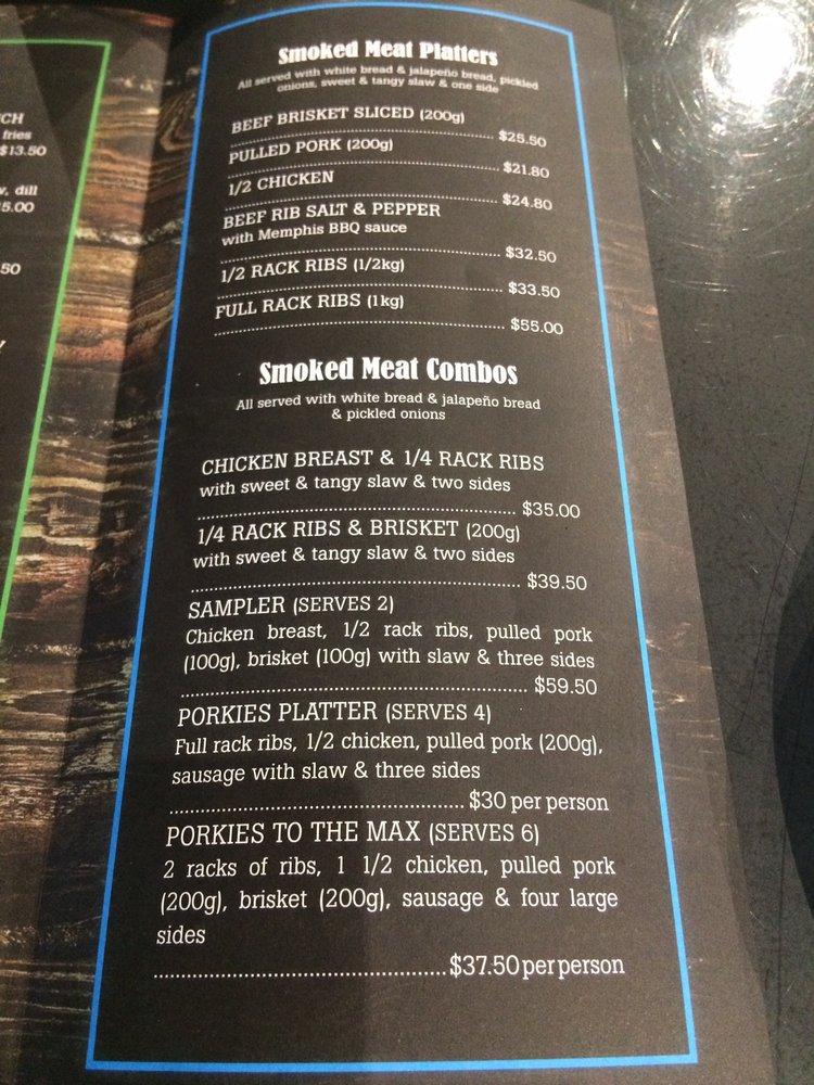 Menu at Porkies BAR-B-QUE, Bayswater