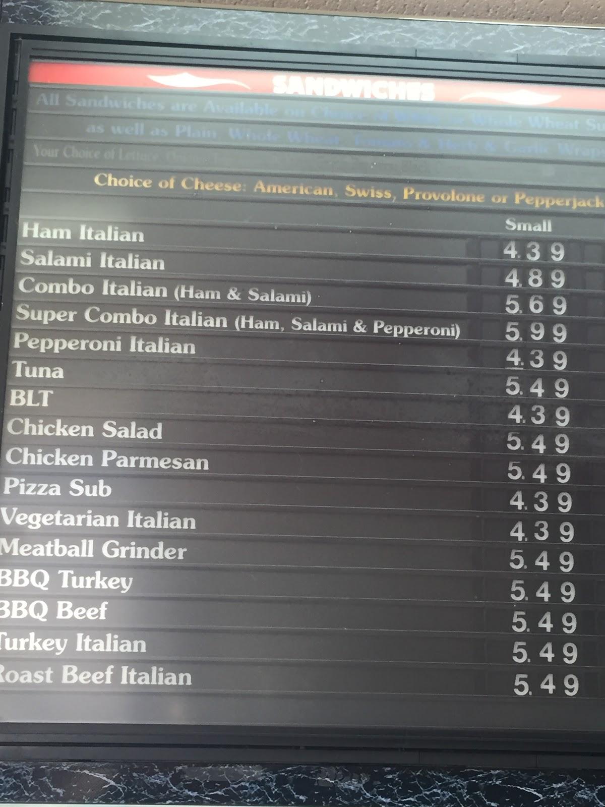 Menu at Sandwich Shop pizzeria, Presque Isle, 222 Main St