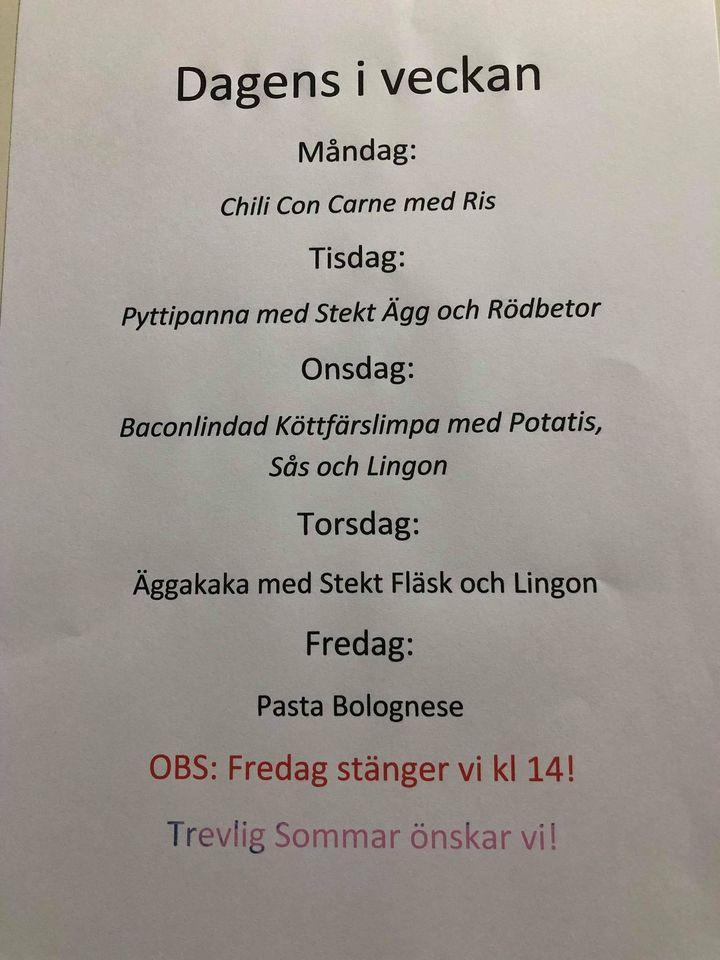 Menu at DalbyGrillen restaurant, Dalby