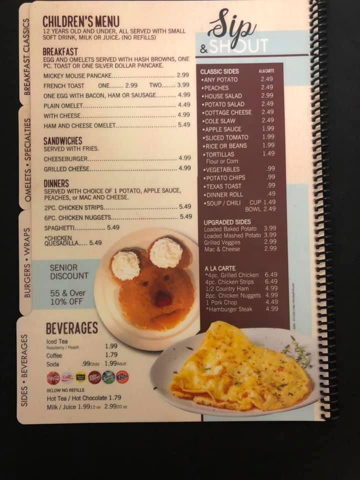 Menu at Joplin Café cafe, Joplin