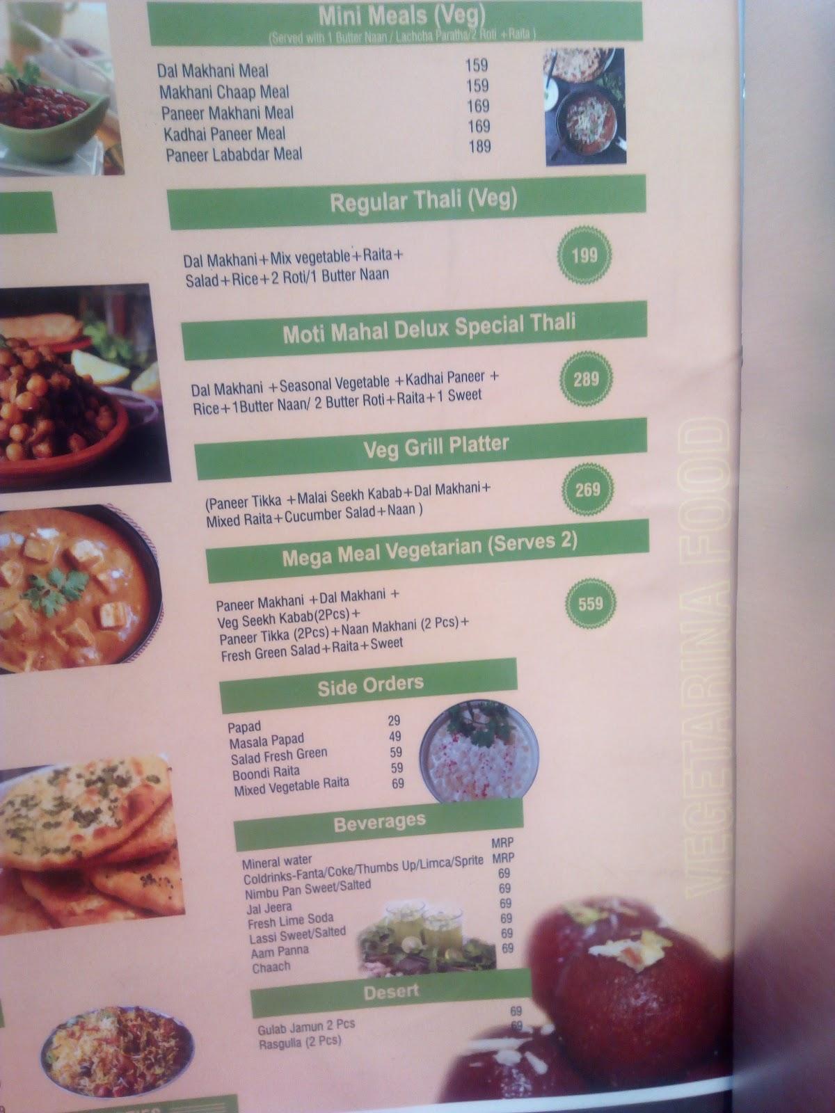 Menu at Moti Mahal Delux ( Spice Mall Noida ), Noida, Shop No – 305