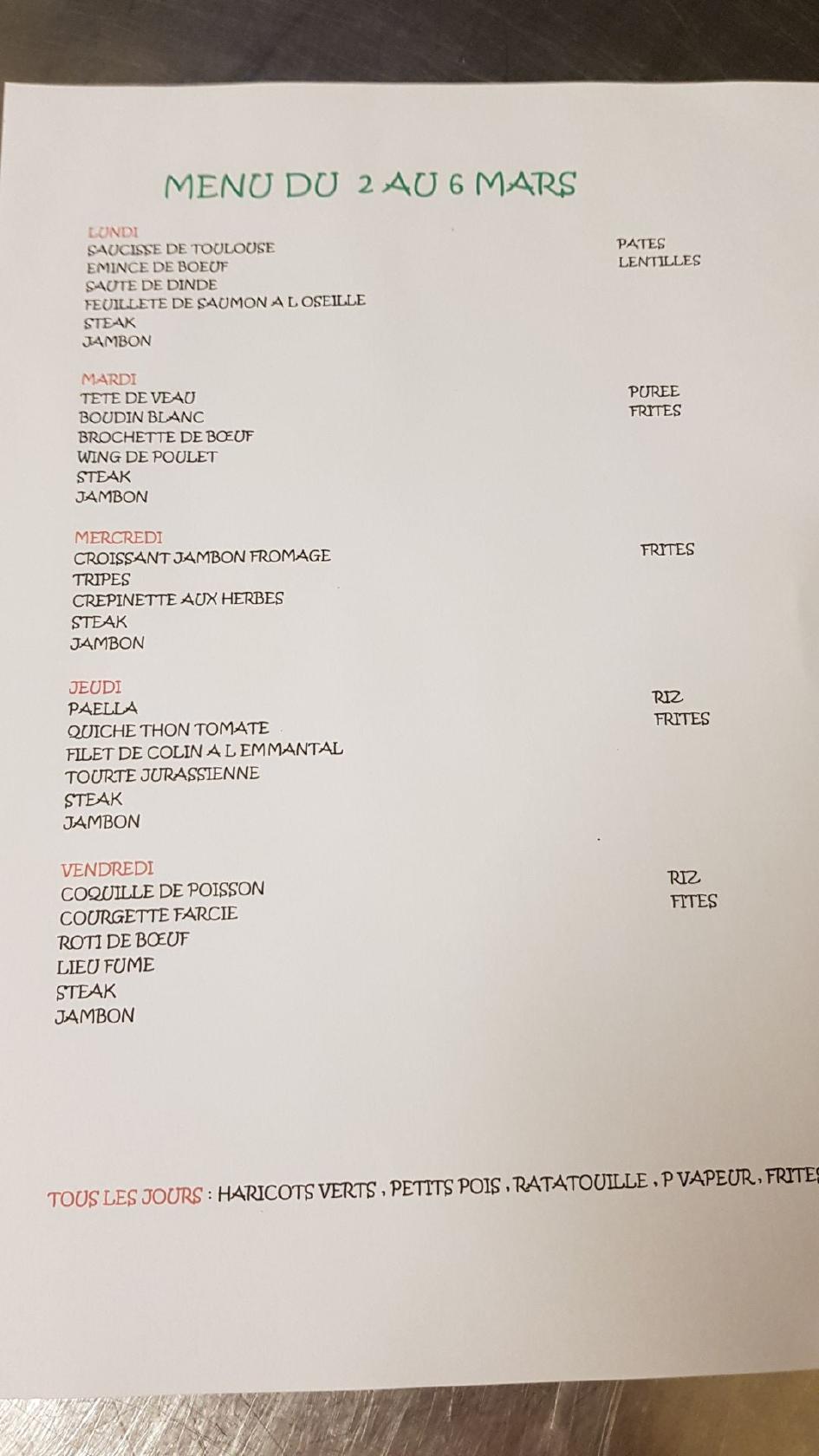 Menu au RESTAURANT CHEZ RENE, Canteleu
