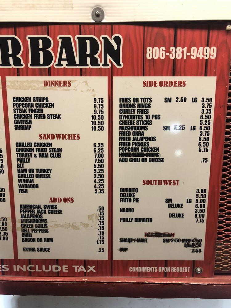 Menu at Burger Barn, Amarillo