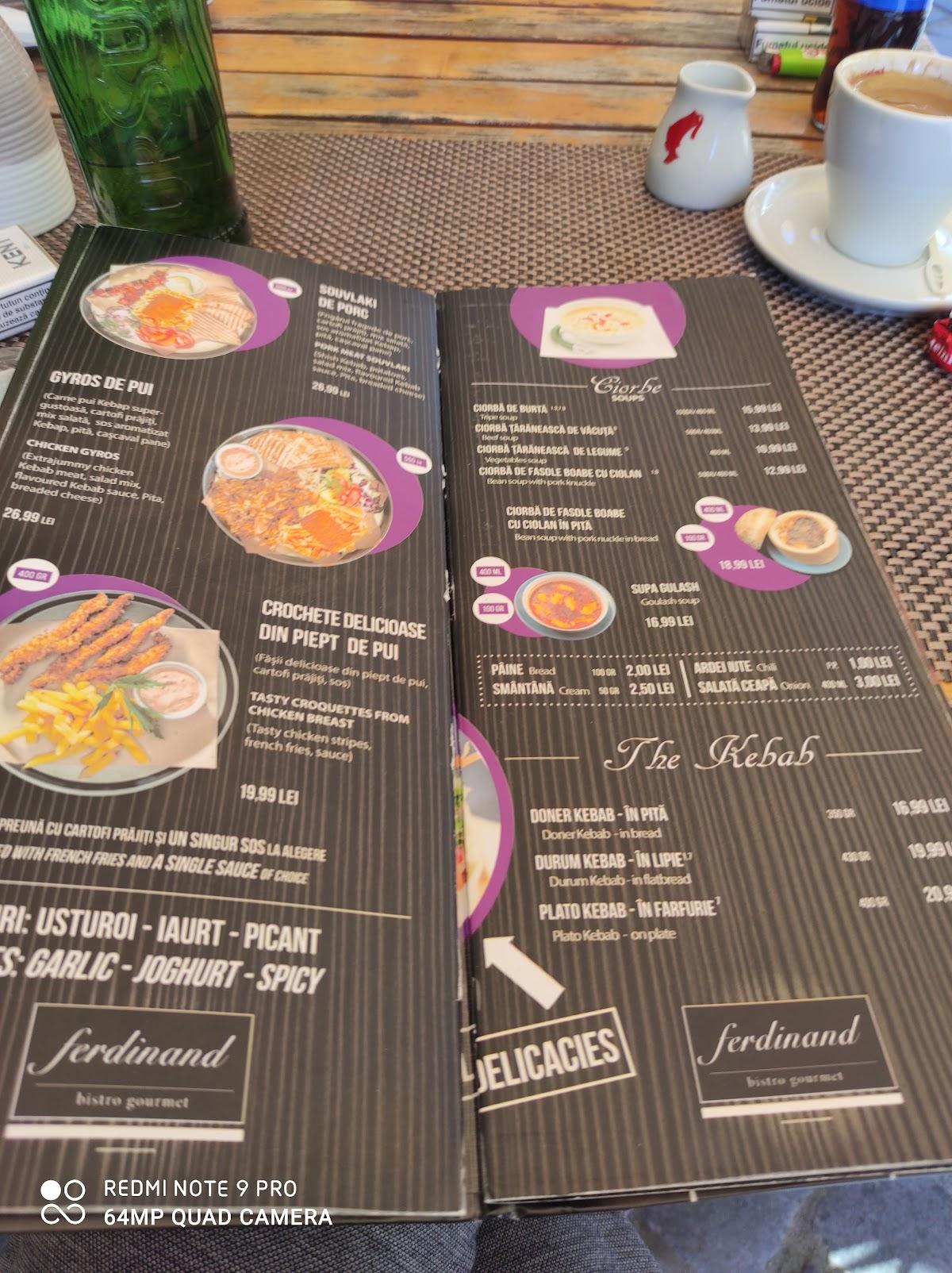 Menu at Ferdinand Bistro Gourmet, Sighișoara