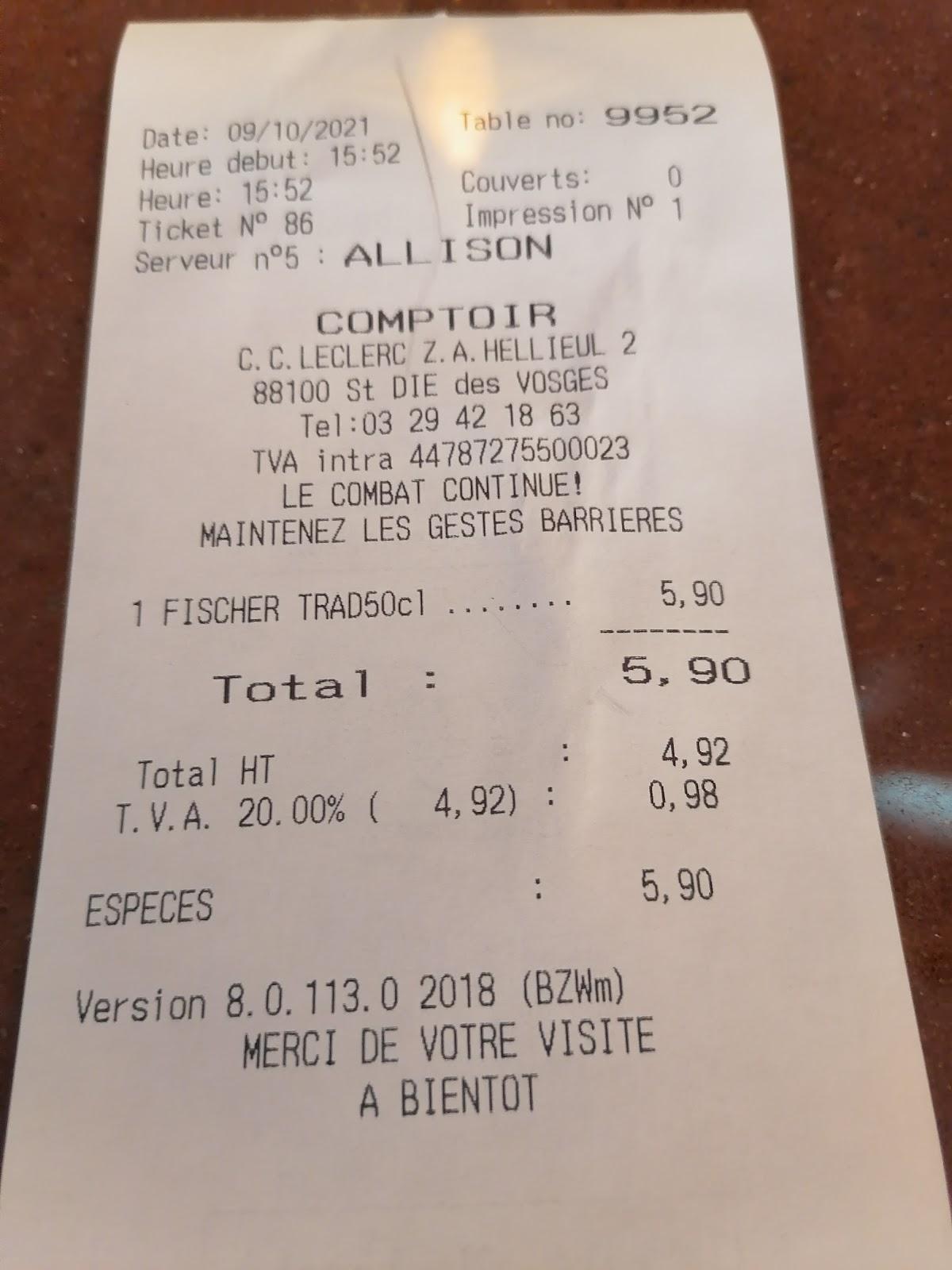 Menu au Le comptoir de Maître Kanter pub et bar, Saint-Dié-des-Vosges