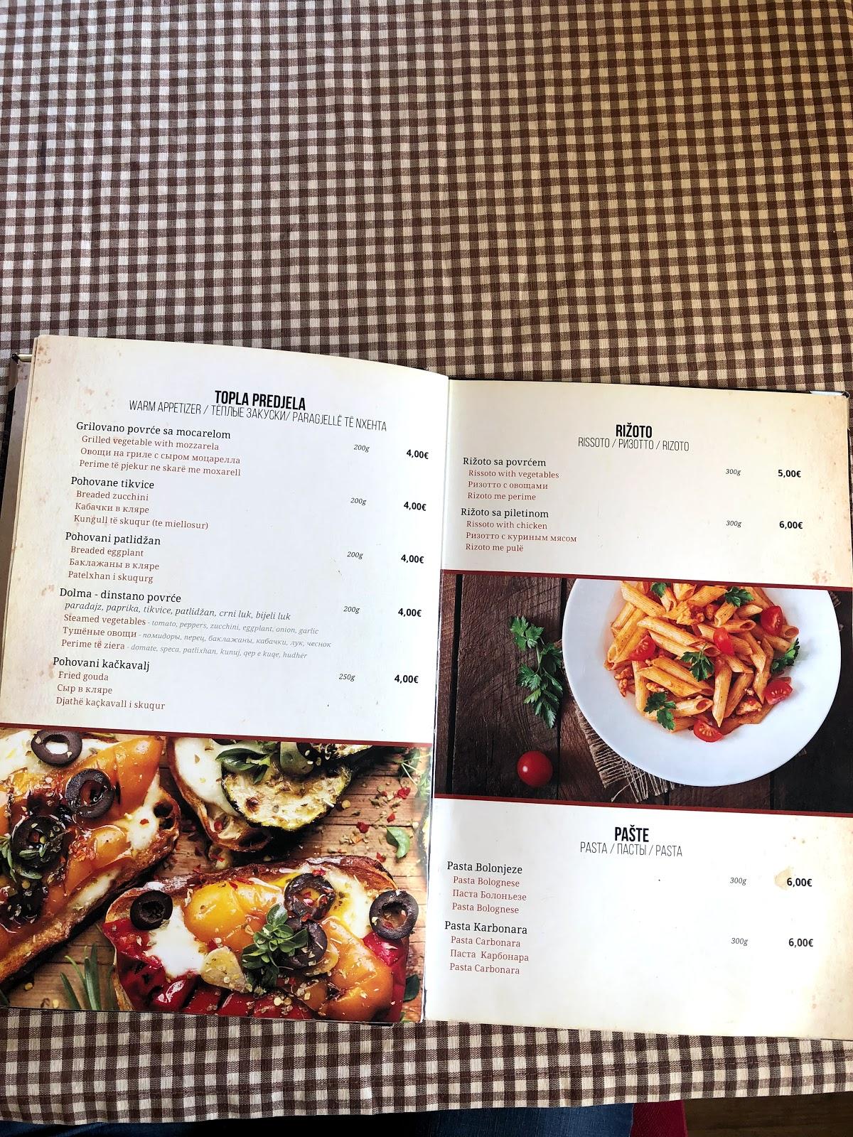 Menu at Konoba Makina Vucinica restaurant, Dobra Voda