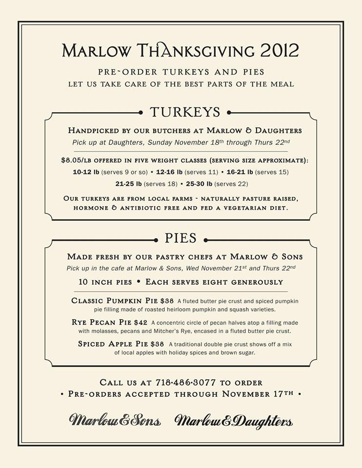 Menu at Marlow & Sons pub & bar, New York City