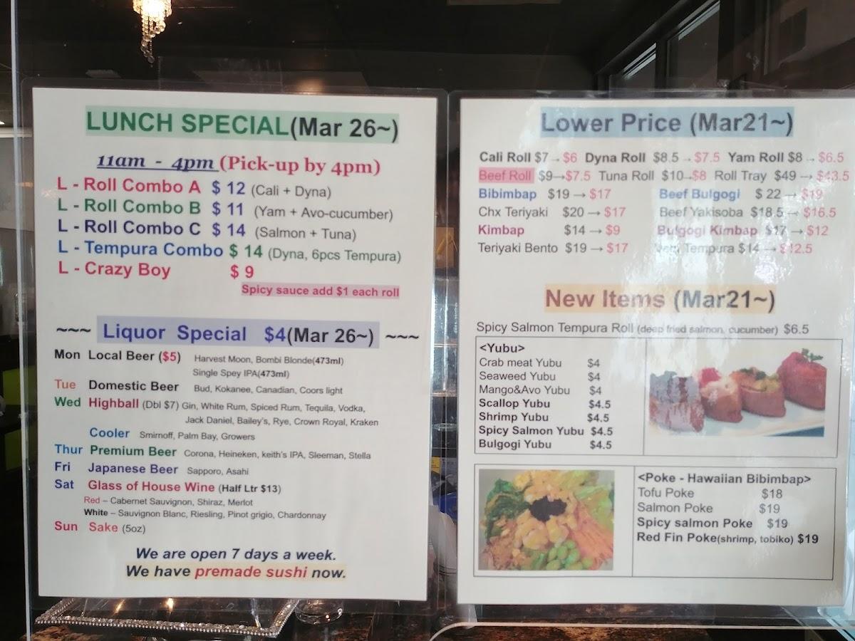 Menu at Red Fin Sushi & K-Food restaurant, Castlegar