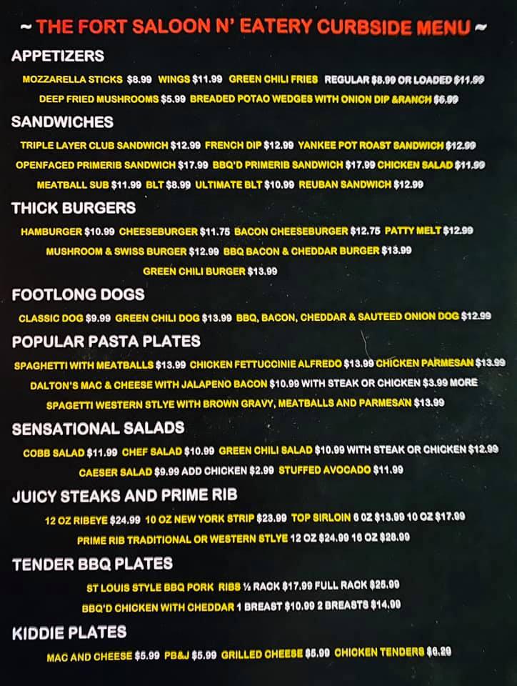 Menu at The Fort pub & bar, Casper