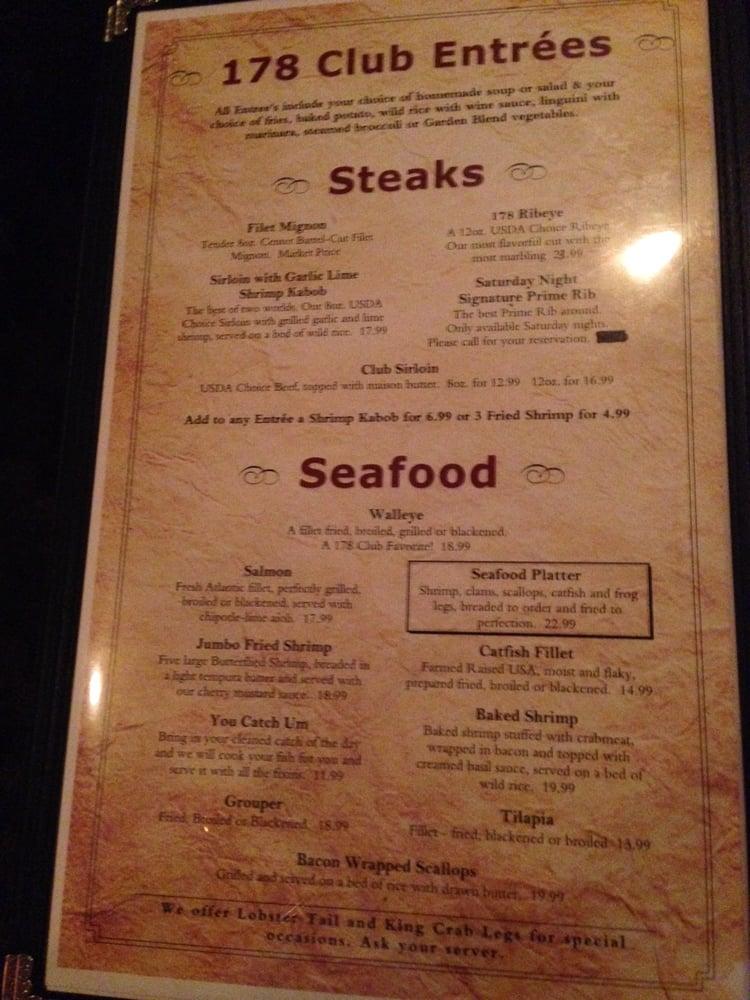 Menu at 178 Club Restaurant, Bull Shoals, Central Blvd