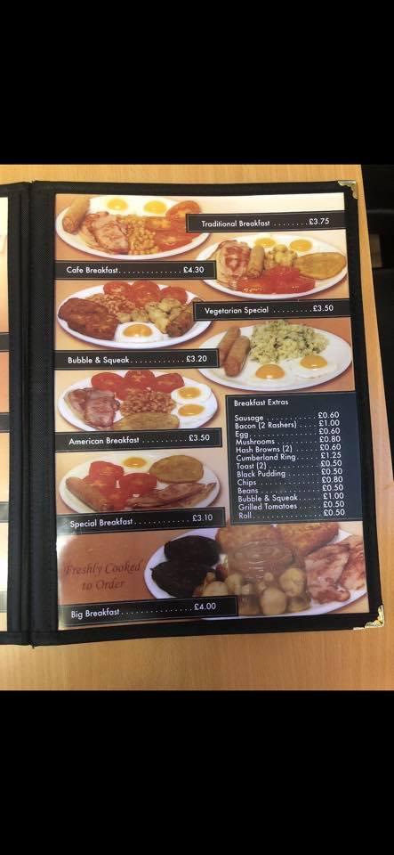Menu at Express Cafe, Ellesmere Port
