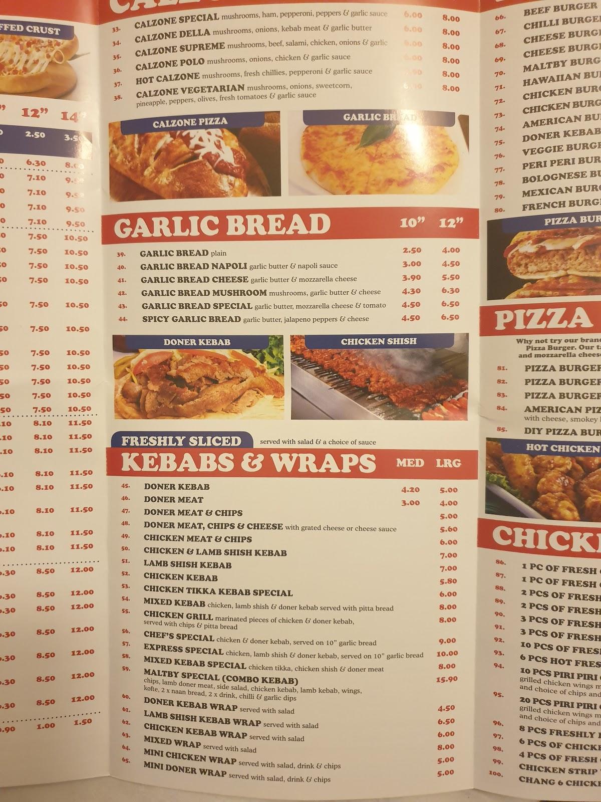 Menu at Maltby Express pizzeria, Maltby, 48 High St
