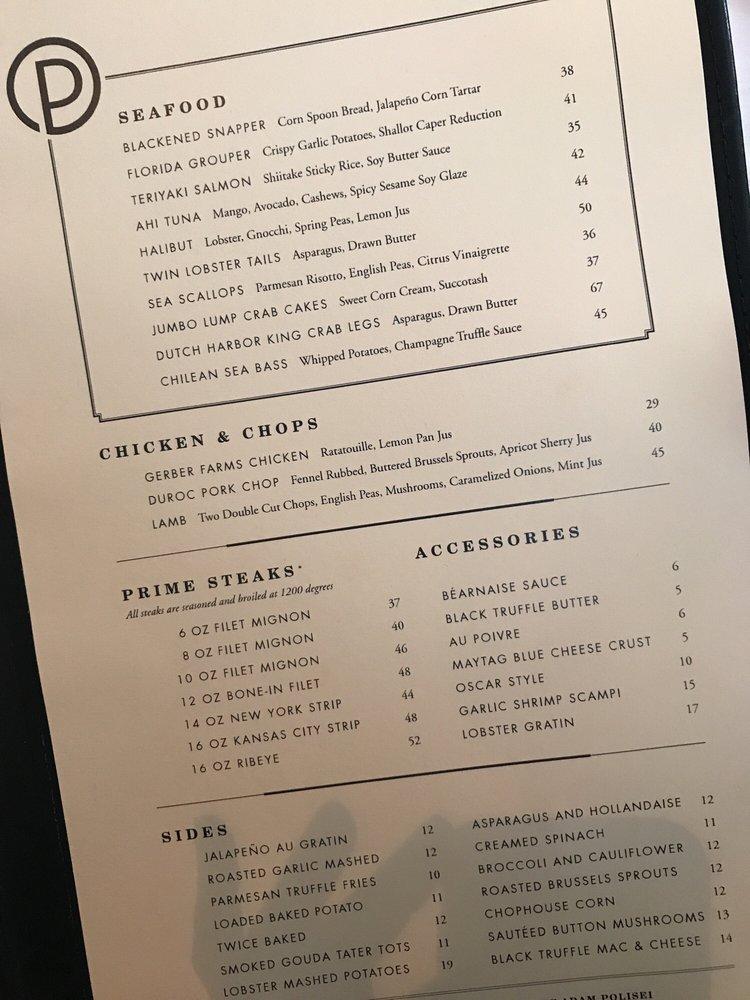 Menu at Ocean Prime steakhouse, Tampa, N Westshore Blvd