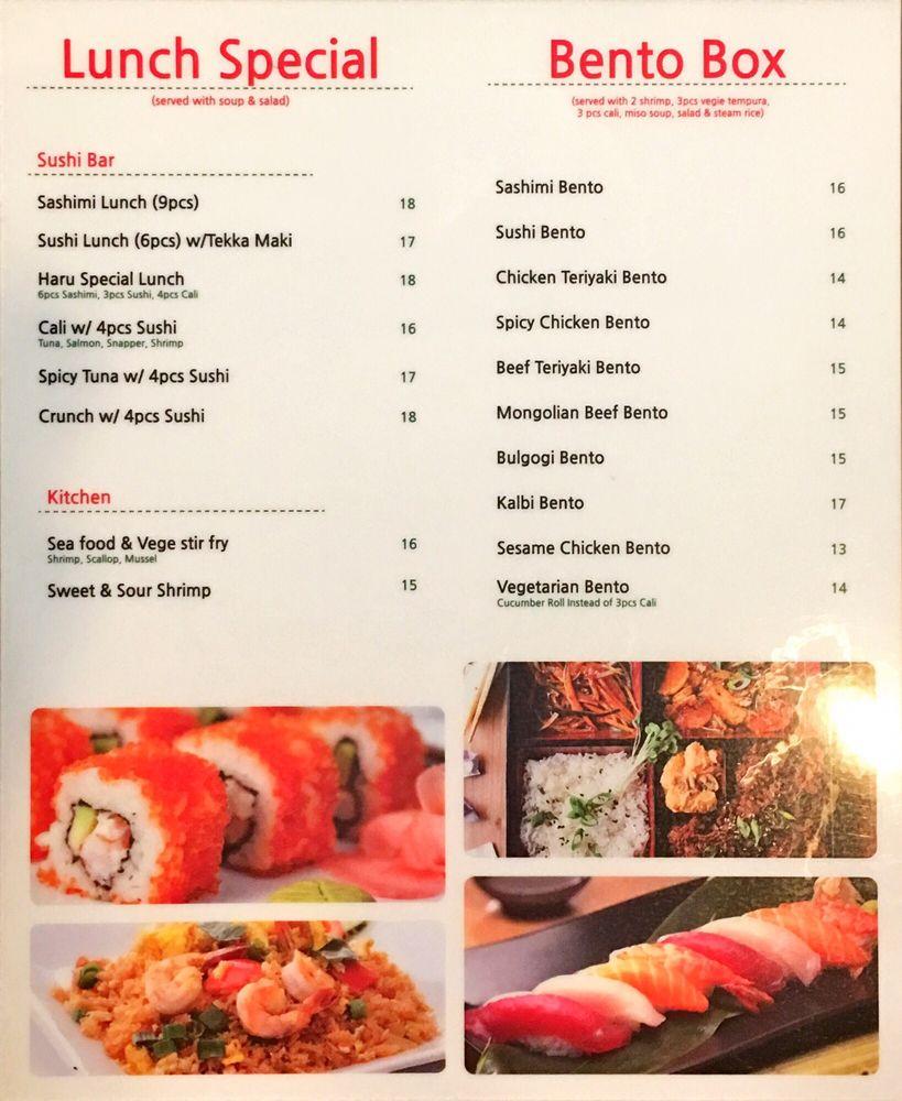 Menu at reHARU Sushi restaurant, Anchorage