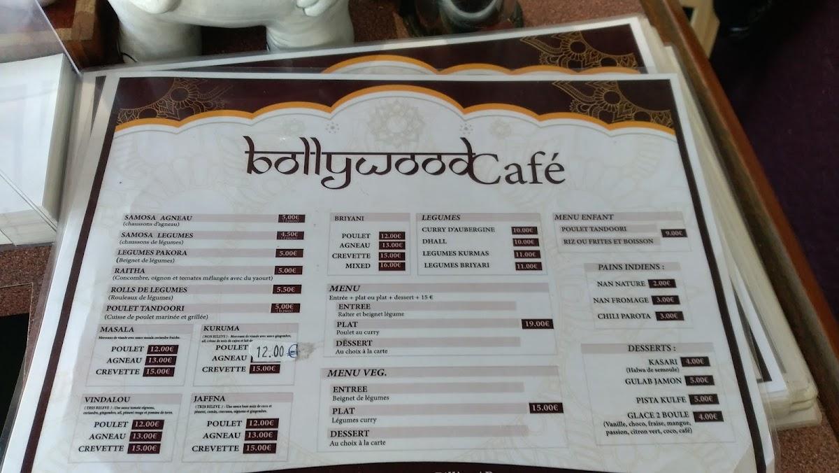 Menu at Bollywood Café, Pau