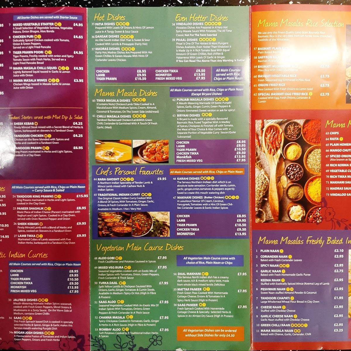 Menu at Mama Masala restaurant, Glengormley
