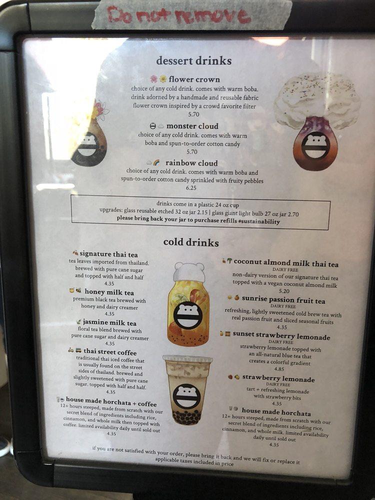 Menu at Mini Monster desserts, Anaheim