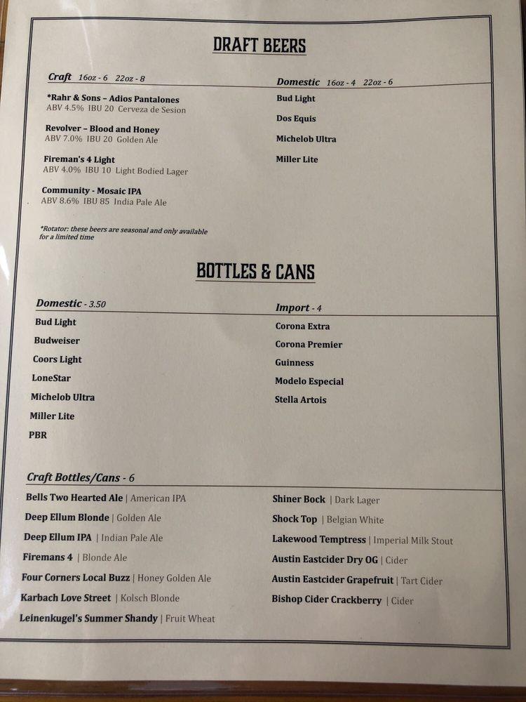 Menu at Rooftop 101 pub & bar, Ennis