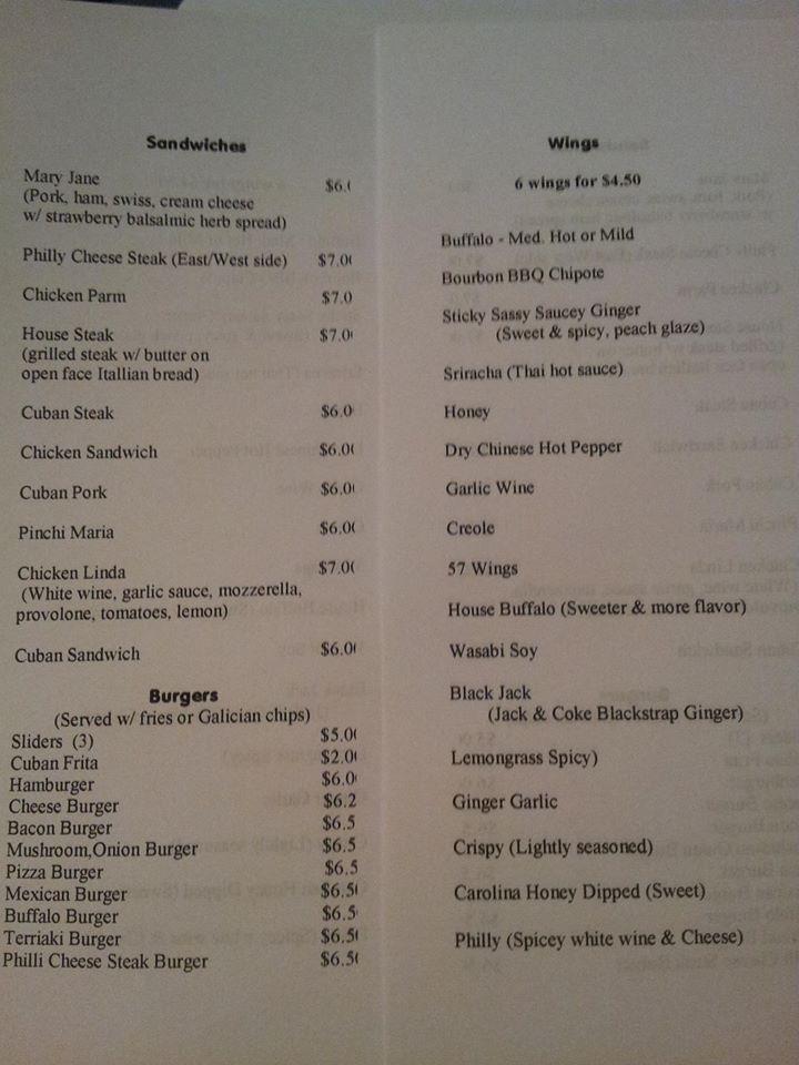 Menu at Bada Bing pub & bar, Fayetteville