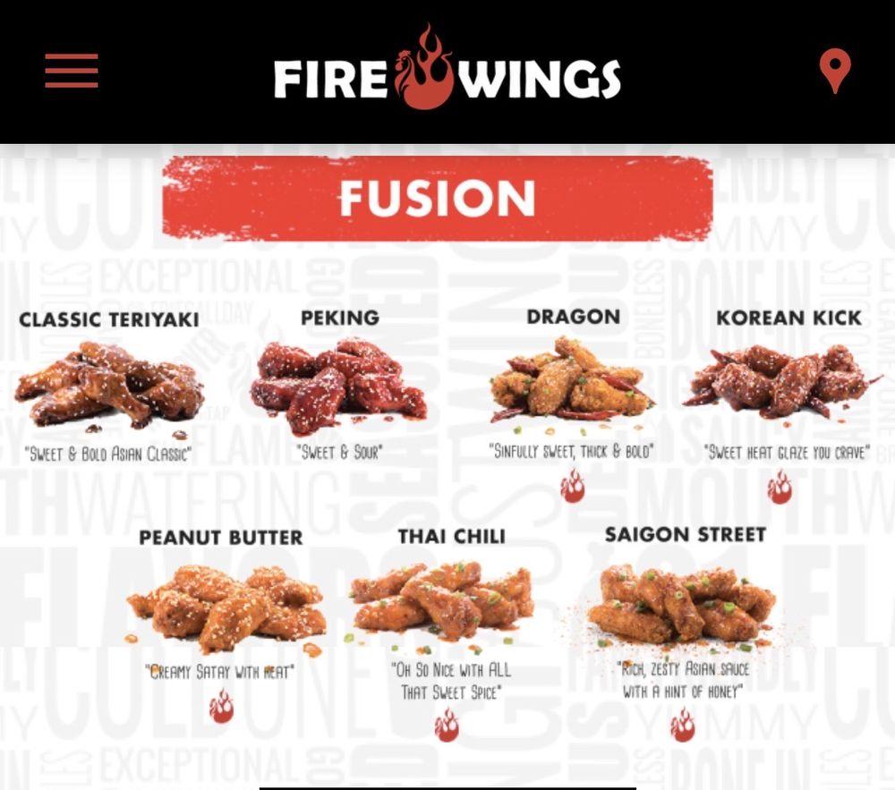 Menu at Fire Wings restaurant, Alameda