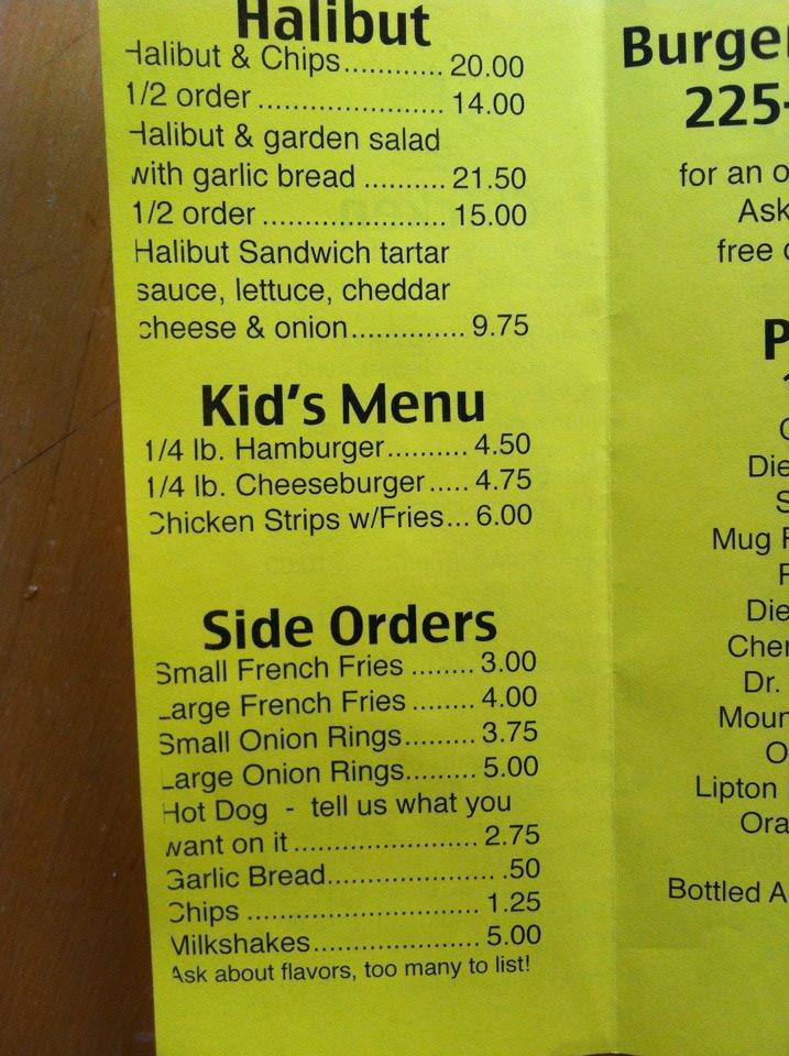 Carta de comida rápida Burger Queen, Ketchikan