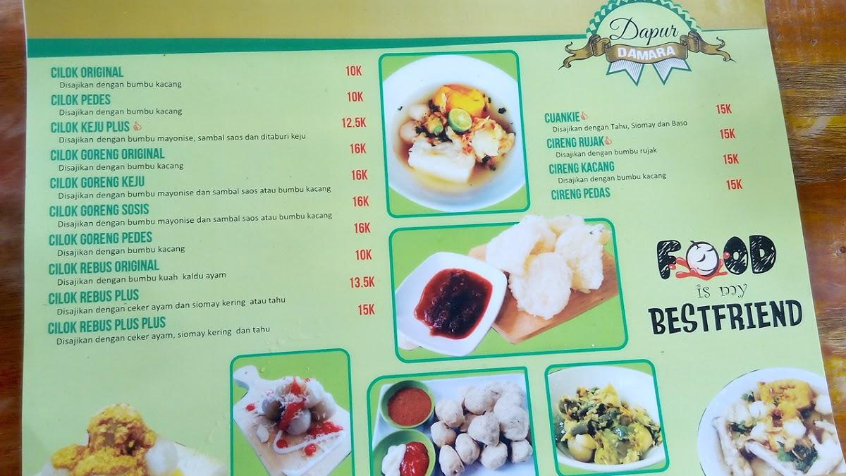 Menu at Dapur Damara restaurant, Bandung, Jl. Sumatera No.27