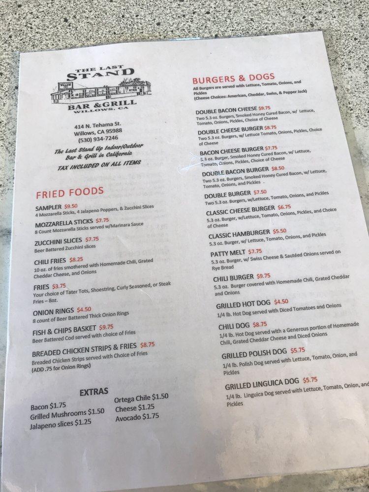 Menu at Last Stand pub & bar, Willows