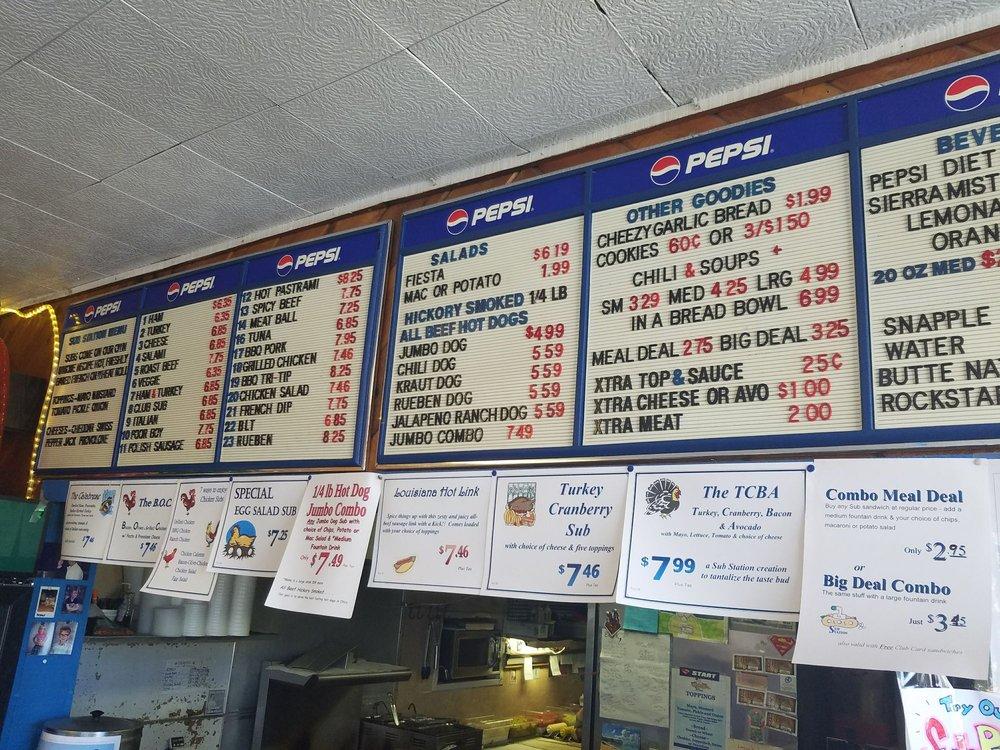 Menu at Sub Station restaurant, Chico, 672 Mangrove Ave