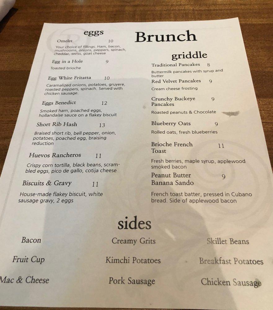 Menu at The Royce restaurant, Columbus