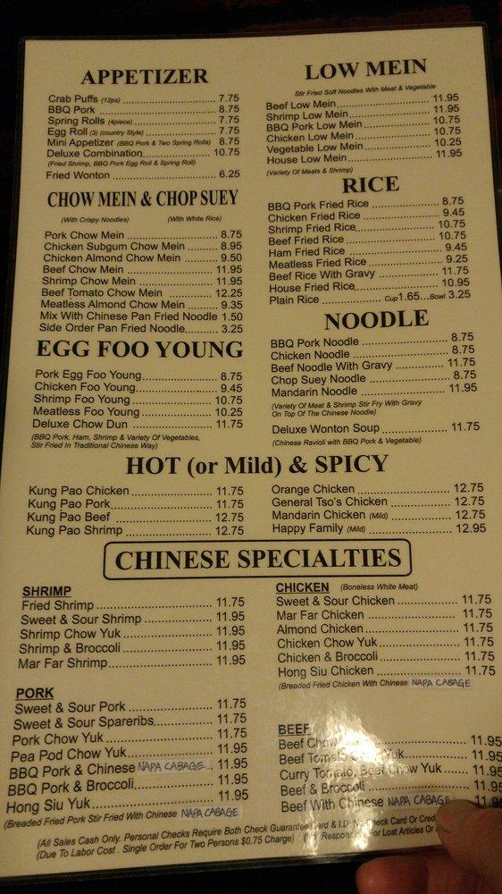 Menu at Kwang Chow Restaurant, Portland