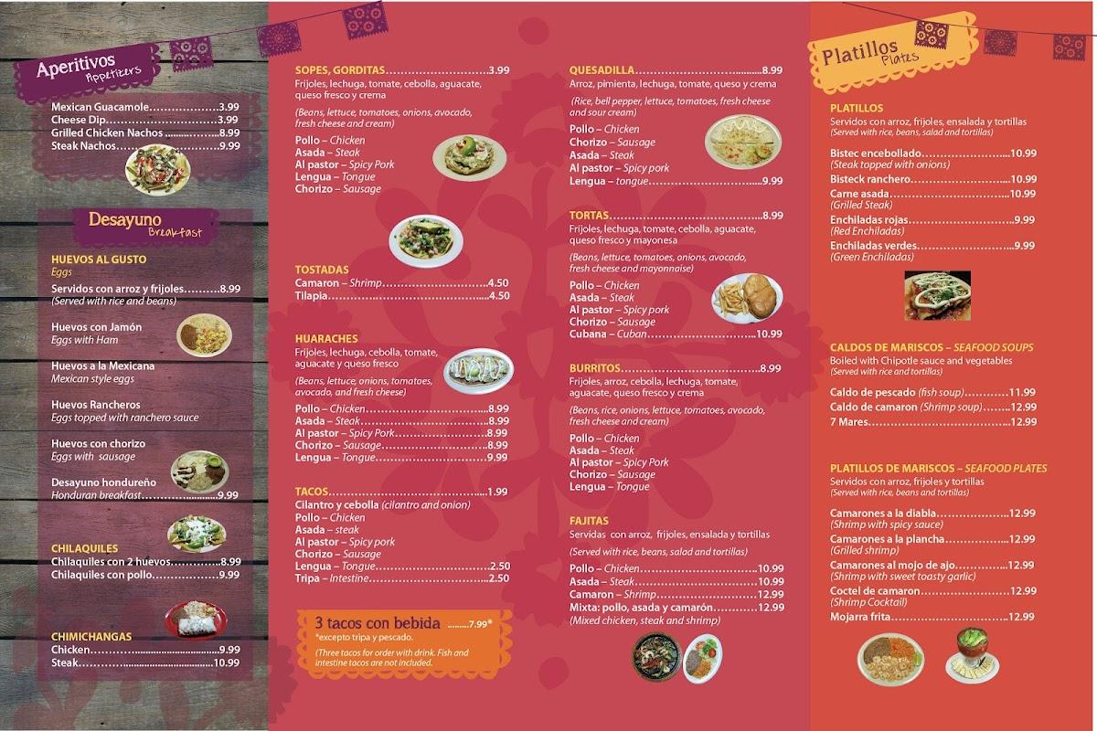Menu at El Sabor Latin Cuisine restaurant, Ridgeland