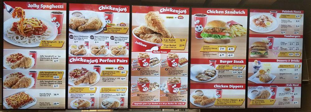 Menu at Jollibee fast food, Kapolei