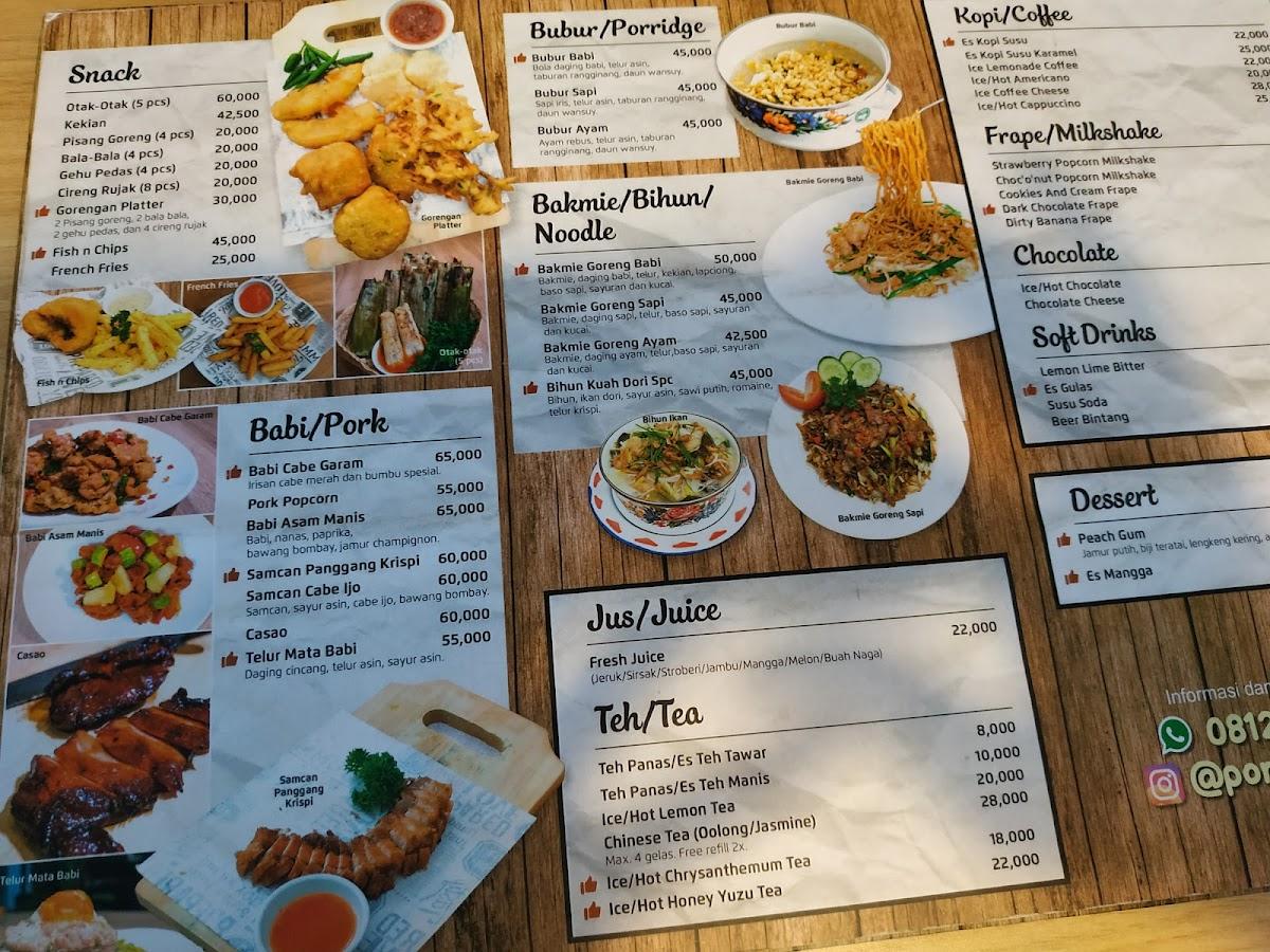 Menu at PORCAFE, Bandung