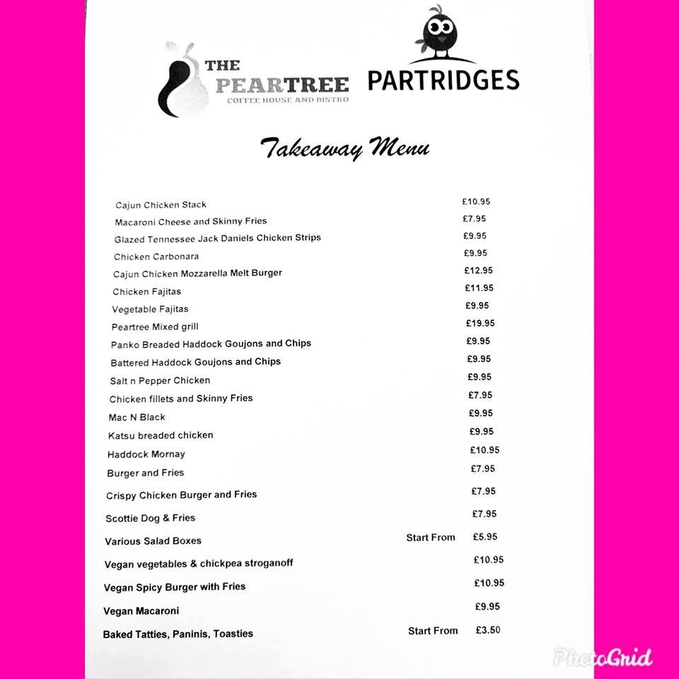 Menu at Peartree Coffee House and Bistro, Fraserburgh