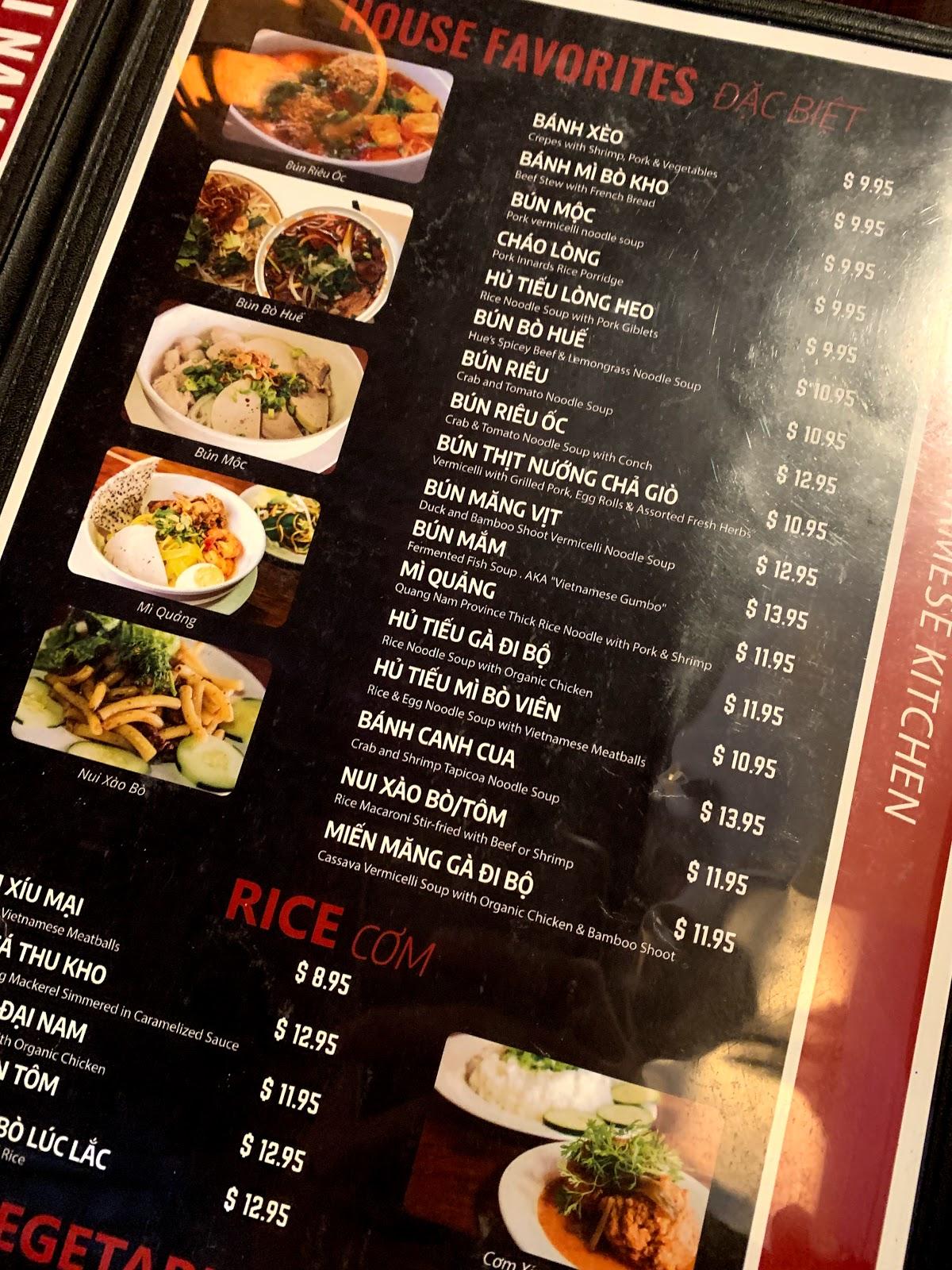Menu at Pho Dai Nam Vietnamese Kitchen restaurant, Norcross
