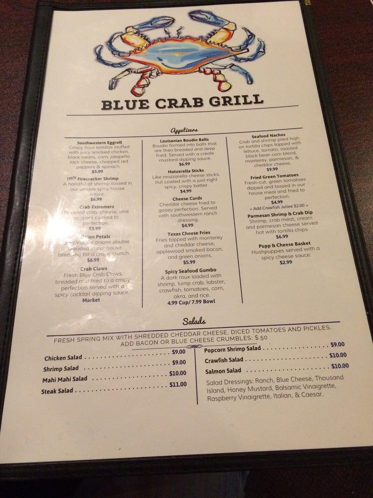 Menu at Blue Crab Grill steakhouse, Laurel, 604 Carroll Gartin Blvd