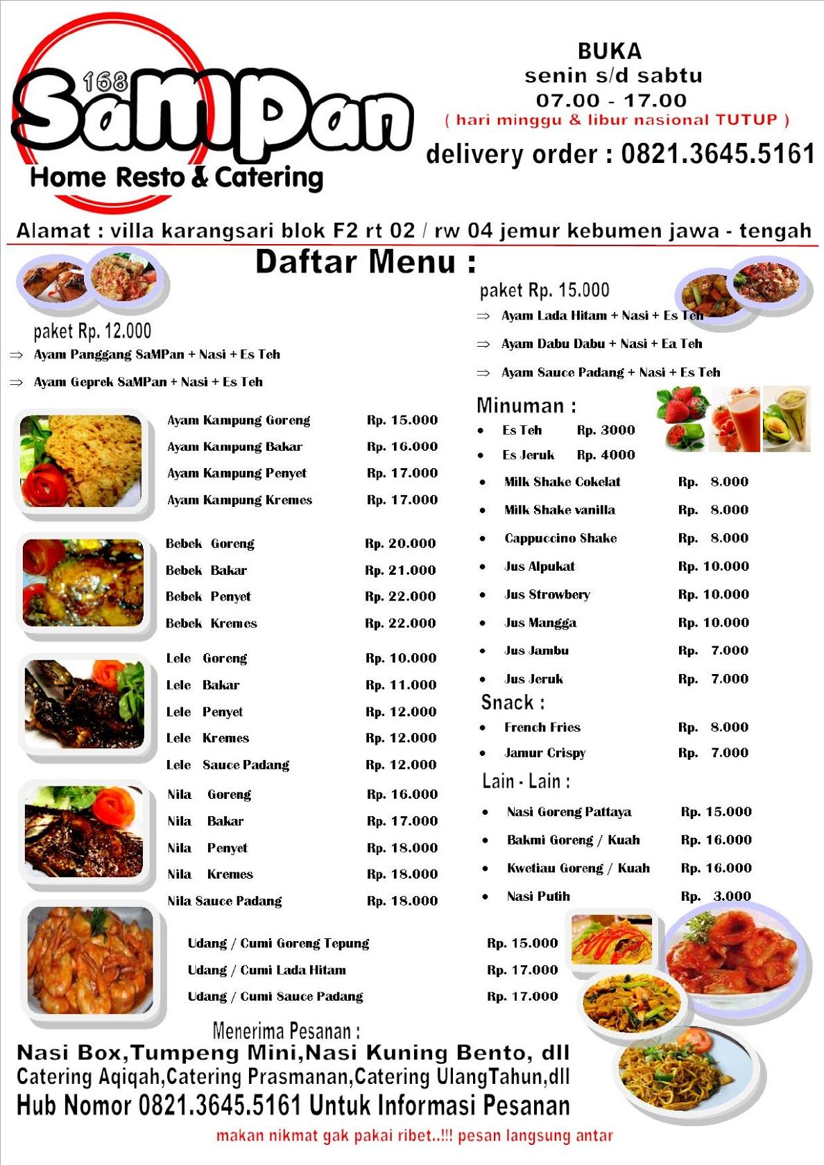 Menu at SaMPan home resto & catering restaurant, Kebumen