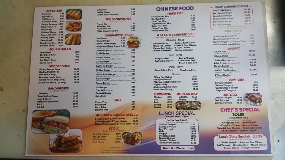 Menu at ZEN restaurant, Bethel