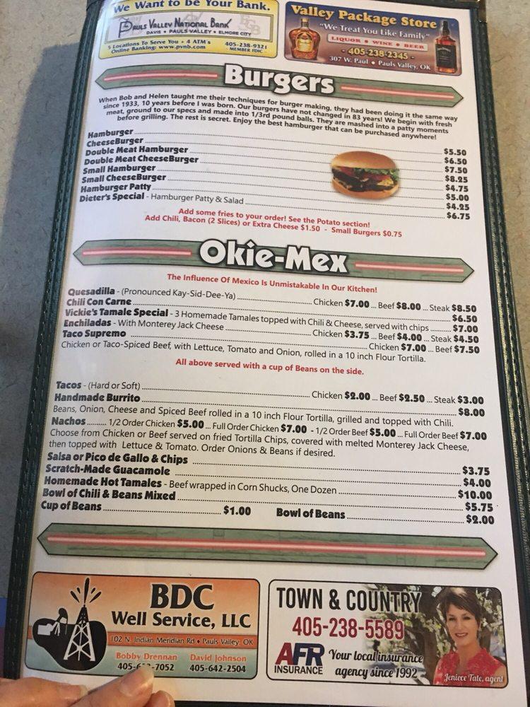 Menu at Bob’s Pig Shop BBQ, Pauls Valley