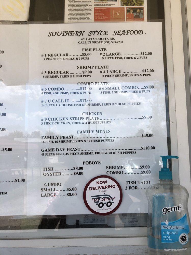 Menu at Southern Style Seafood restaurant, Humble
