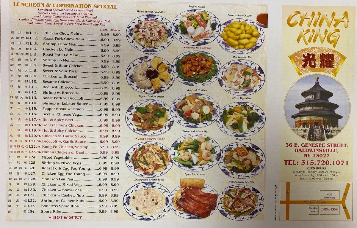 Menu at China King restaurant, Baldwinsville