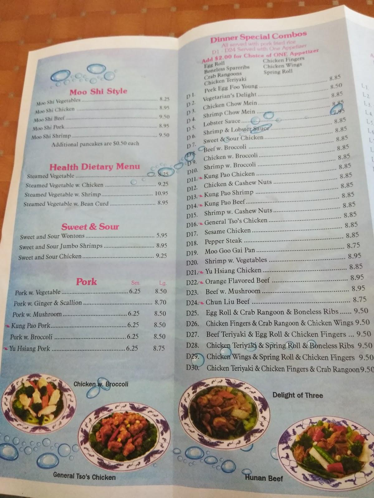 Menu at Ocean Chef restaurant, Plymouth