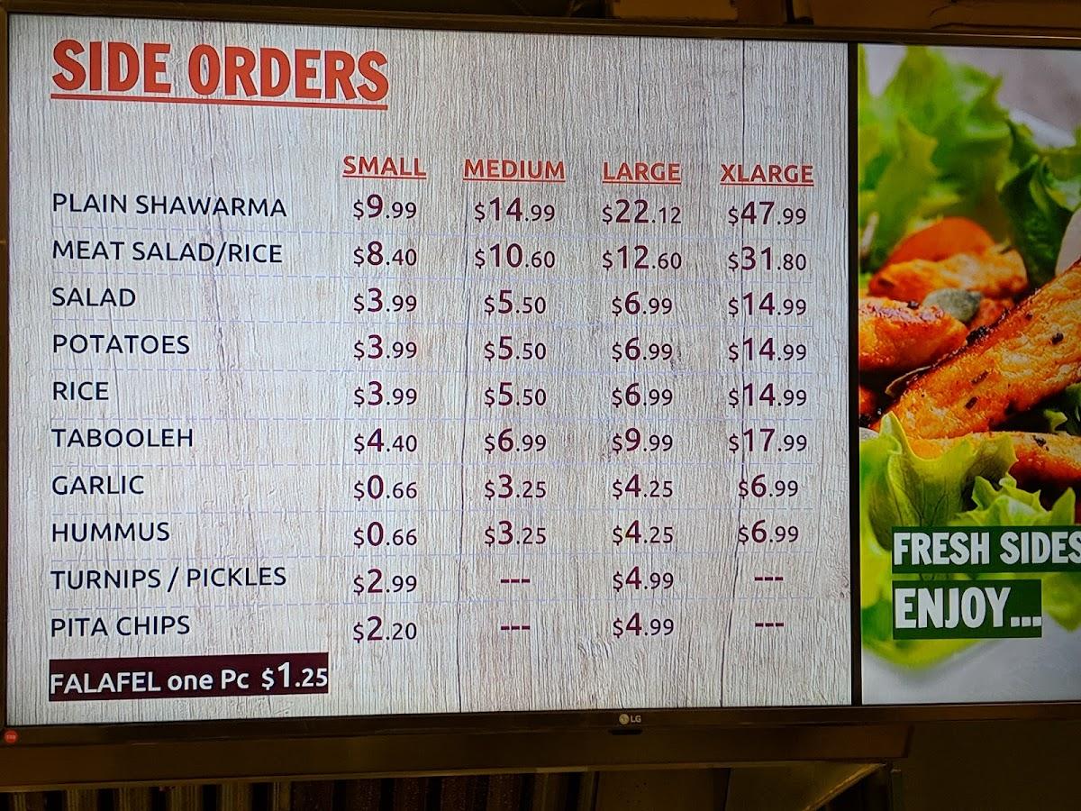 Carta del restaurante Shawarma Prince, Ottawa, 484 Hazeldean Rd